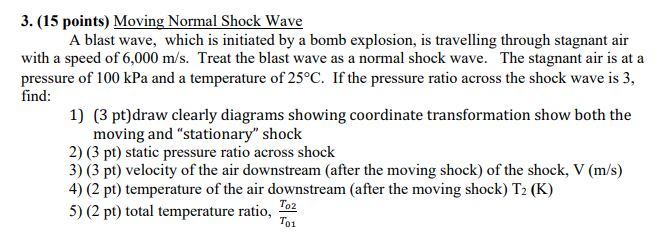 Solved 3. (15 points) Moving Normal Shock Wave A blast wave, | Chegg.com