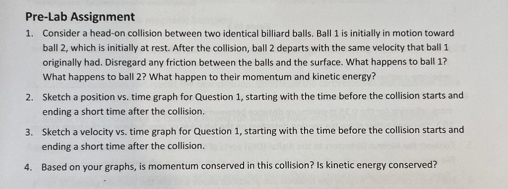 Solved Pre-Lab Assignment 1. Consider a head-on collision | Chegg.com