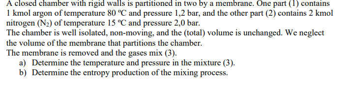 Solved A closed chamber with rigid walls is partitioned in | Chegg.com