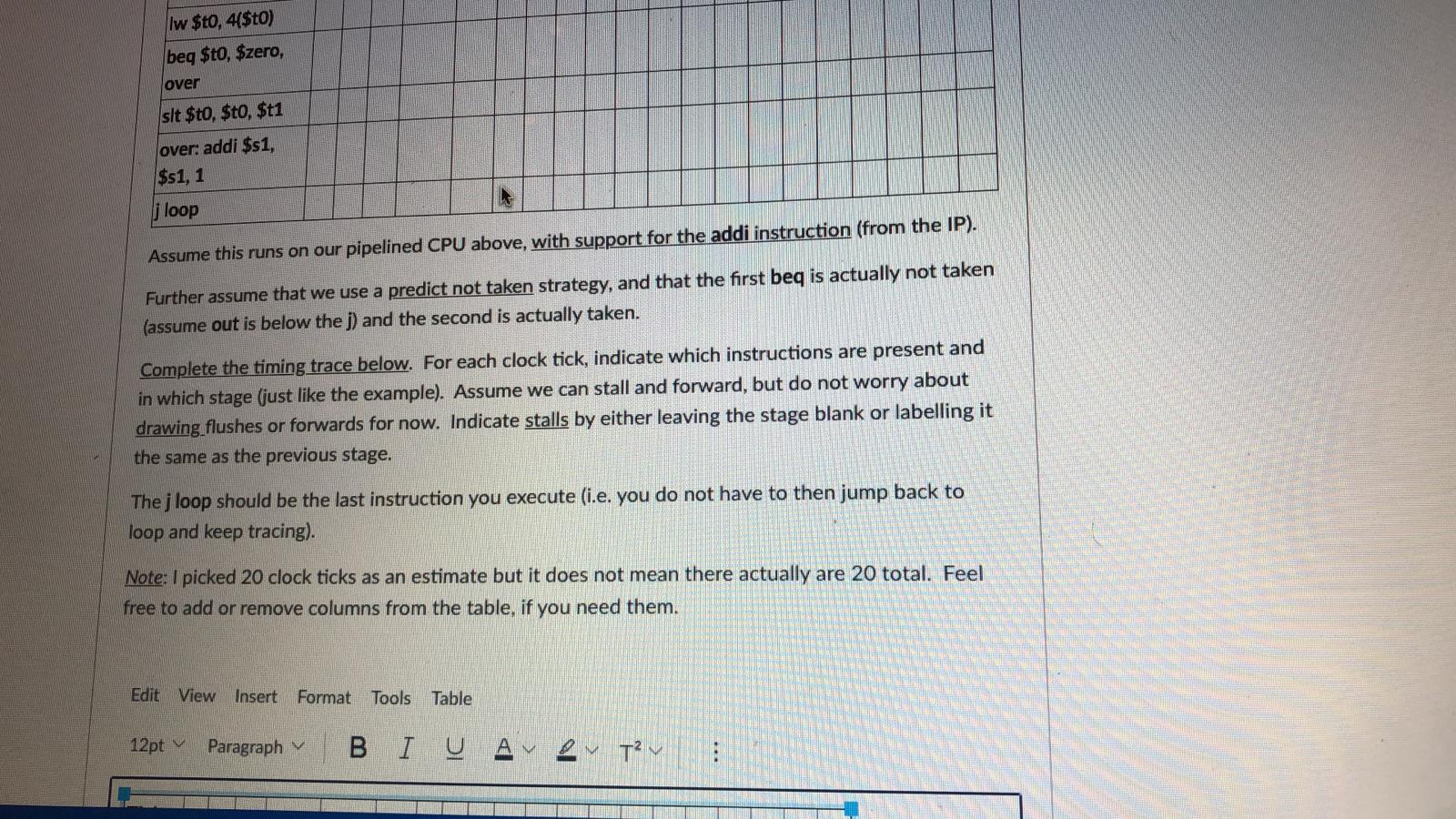 The rest of the exam pertains to a timing trace for | Chegg.com