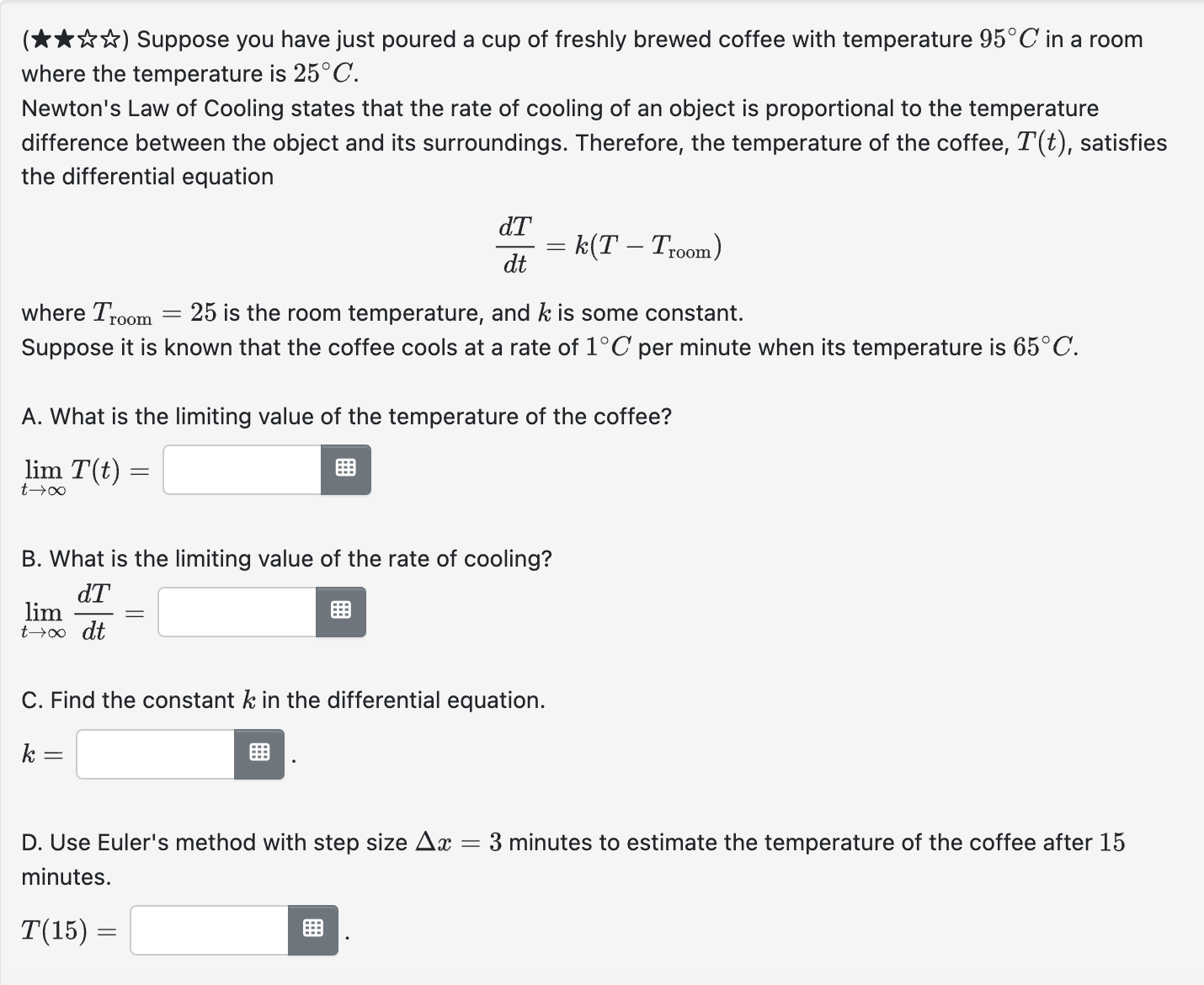 Solved where the temperature is 25°C.Newton's Law of Cooling | Chegg.com