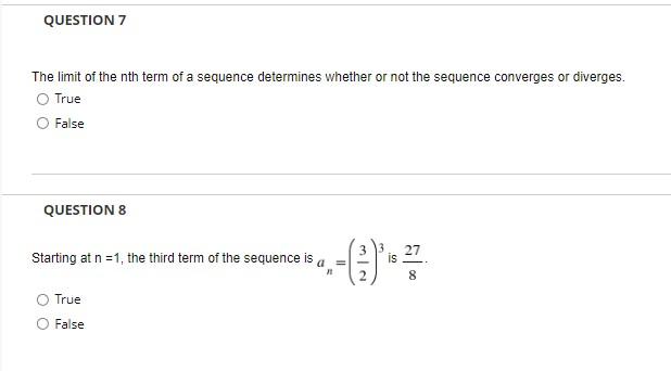 Solved QUESTION 1 An infinite sequence is increasing if its | Chegg.com