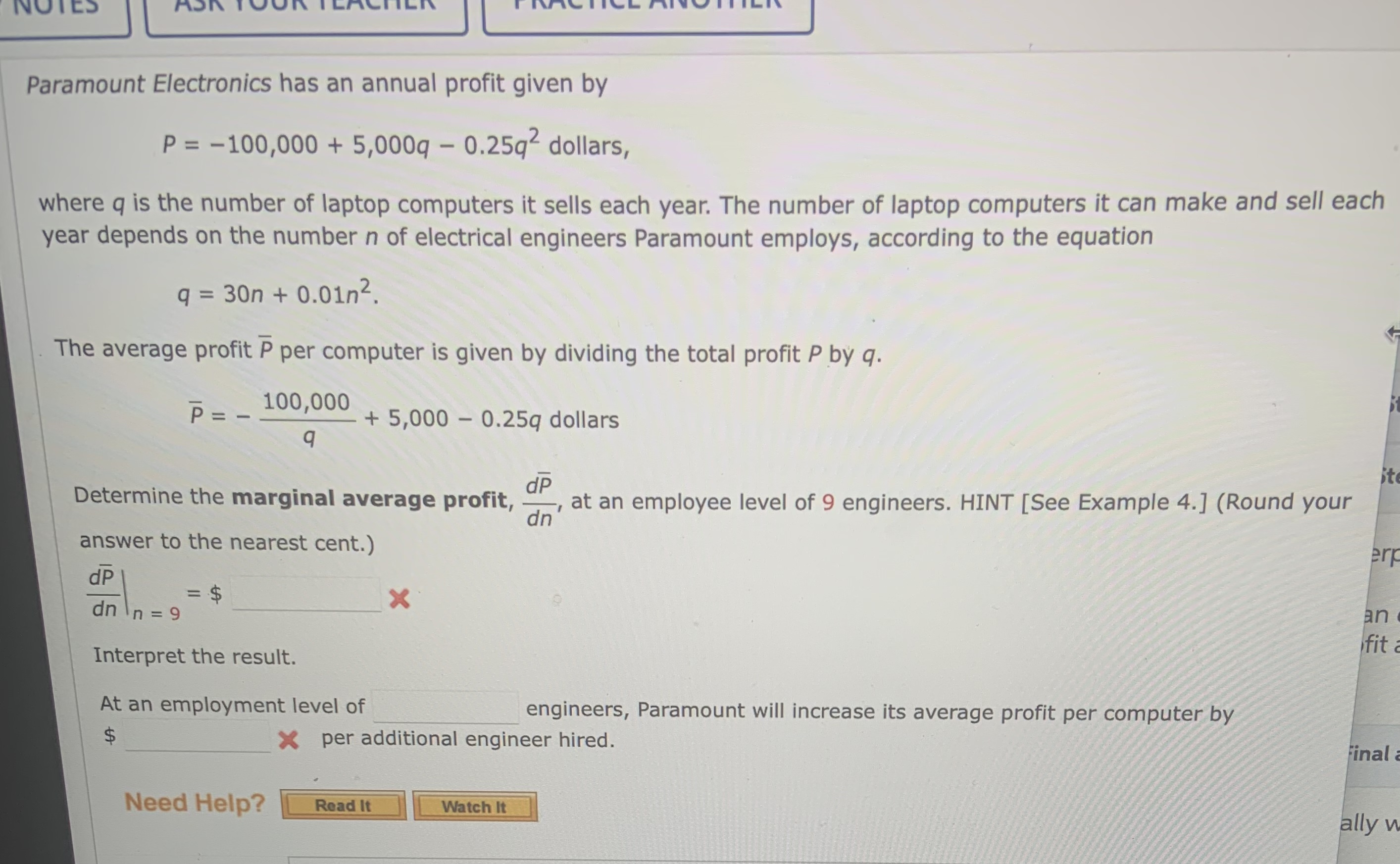 Solved Paramount Electronics has an annual profit given by | Chegg.com