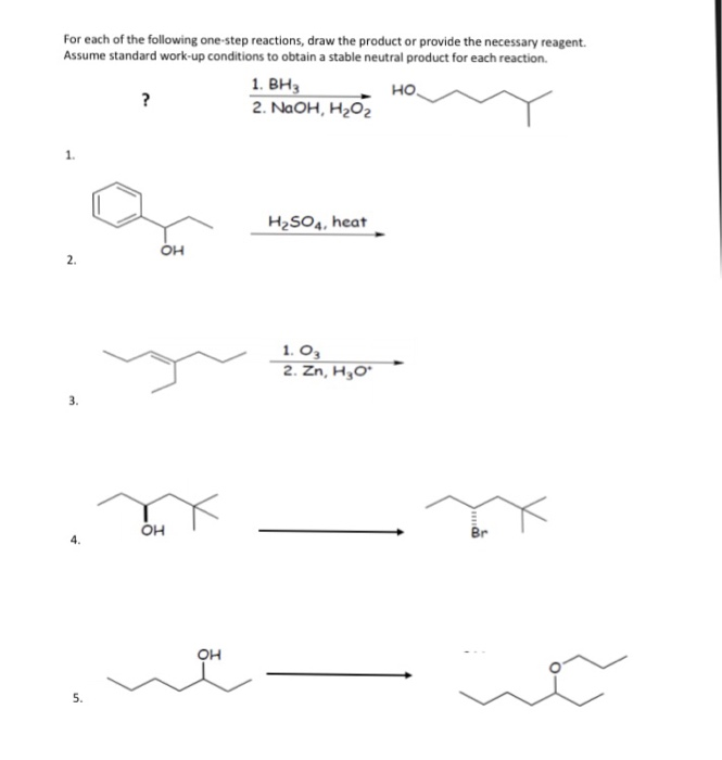 For each of the following one-step reactions, draw | Chegg.com