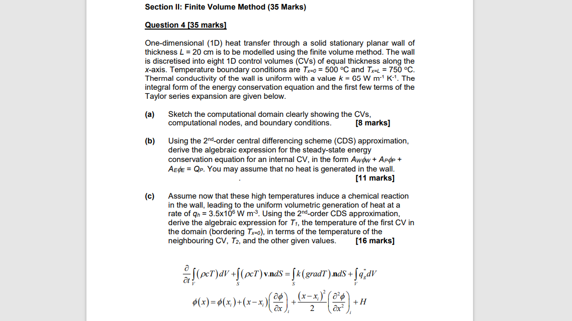 Section Ii Finite Volume Method 35 Marks Question