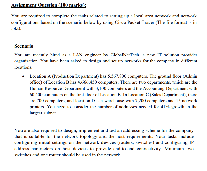 Solved Assignment Question (100 marks): You are required to | Chegg.com