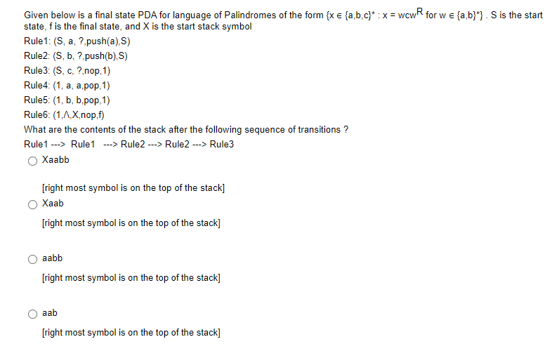 Solved Given below is a final state PDA for language of | Chegg.com