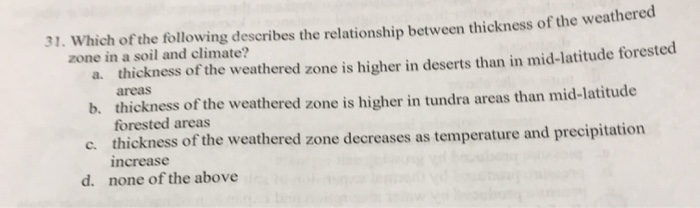 Solved 31. Which of the following describes the relationship | Chegg.com