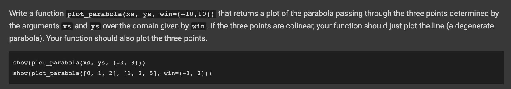 Solved Write A Function Plot Parabola Xs Ys Win 10 10 Chegg