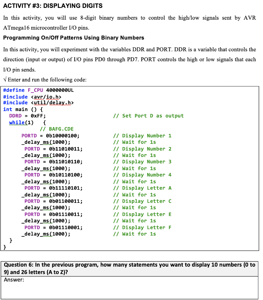 Solved ACTIVITY #3: DISPLAYING DIGITS In this activity, you | Chegg.com