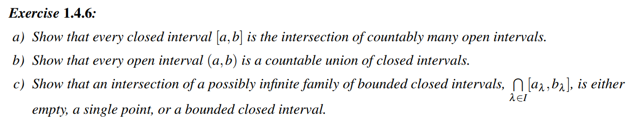 Solved Exercise 1.4.6: a) Show that every closed interval | Chegg.com