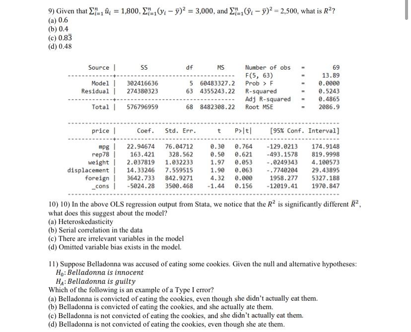 Solved = 1=1 9) Given that û = 1,800,-.0: - y)2 = 3,000, and | Chegg.com