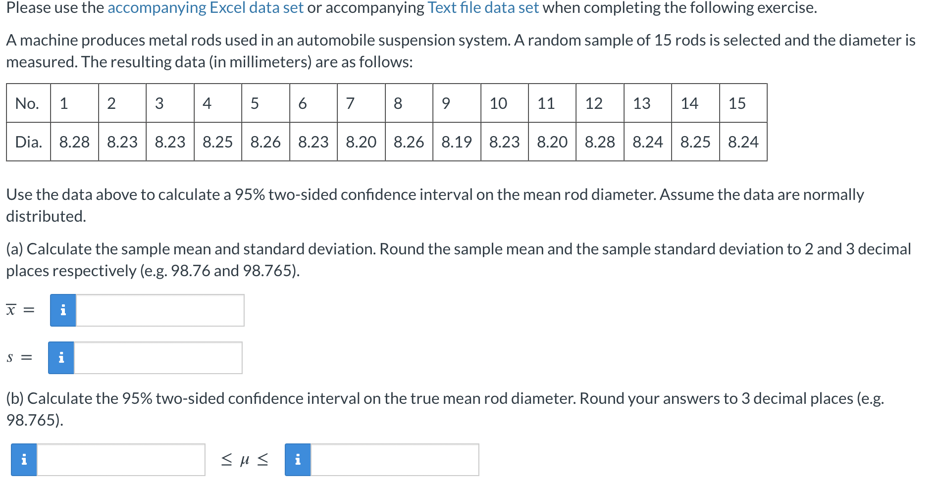 Solved Please use the accompanying Excel data set or | Chegg.com