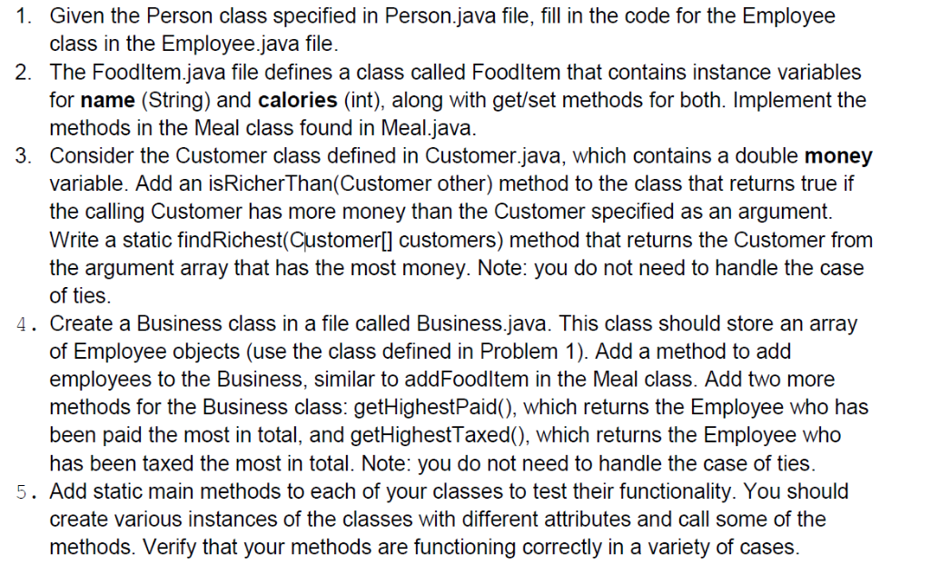 Solved 1. Given the Person class specified in Person.java | Chegg.com
