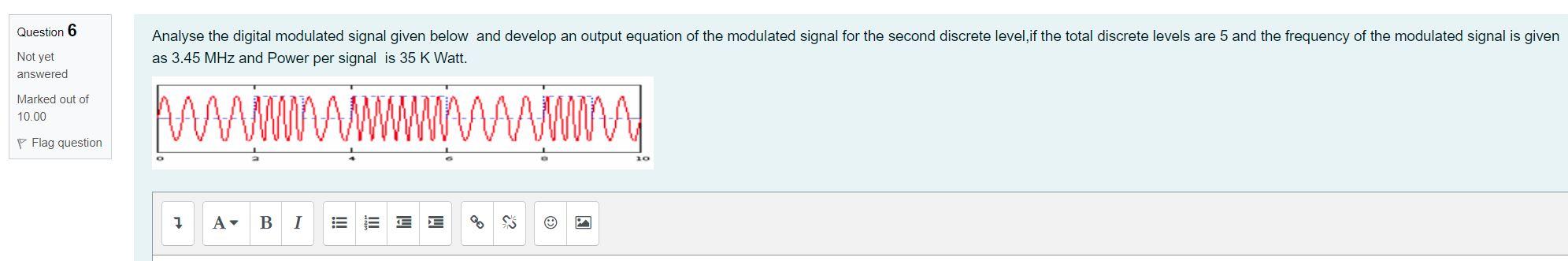 Solved Question 6 Analyse the digital modulated signal given | Chegg.com Solved Question 6 Analyse the digital modulated signal given | Chegg.com