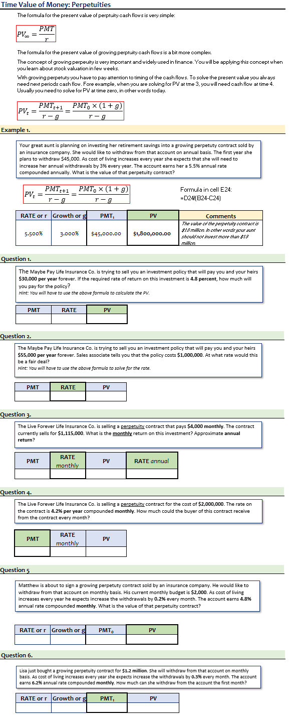 Solved The formula for the present value of perptuity cash | Chegg.com