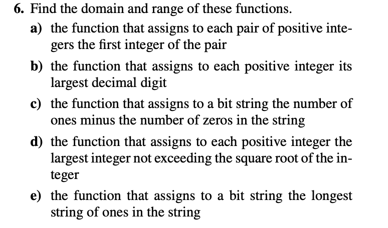 Solved 6. Find the domain and range of these functions. a) | Chegg.com