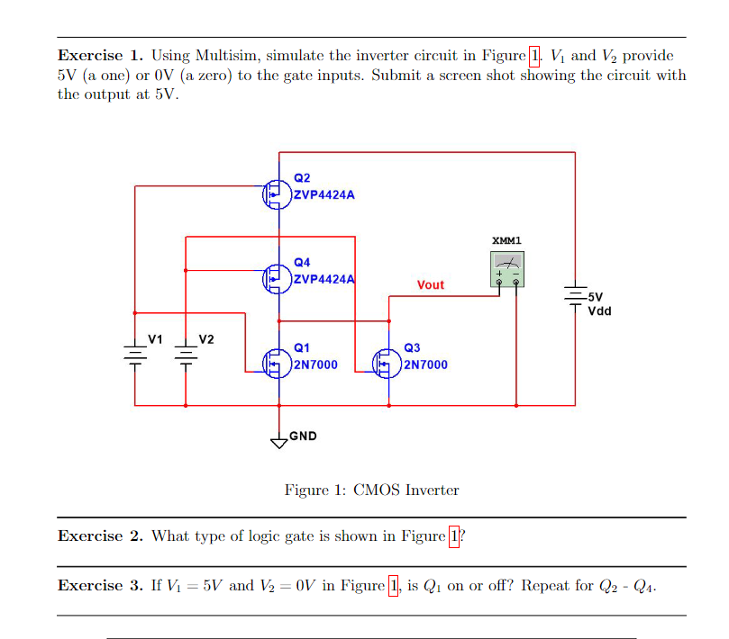 Solved Exercise 1. Using Multisim, simulate the inverter | Chegg.com