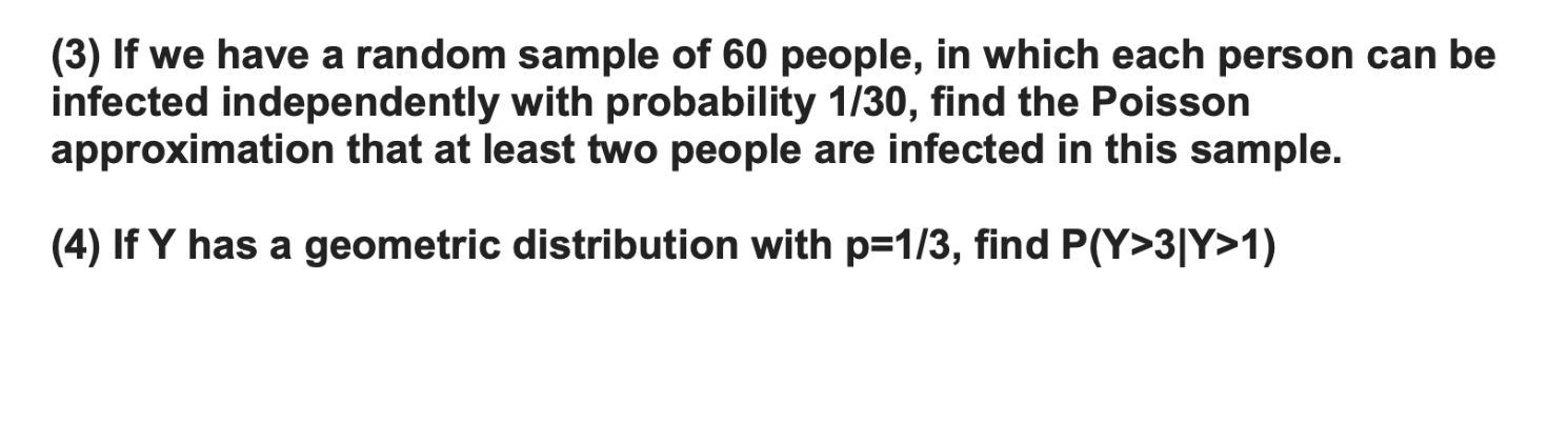 Solved (3) If we have a random sample of 60 people, in which | Chegg.com