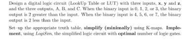 Solved Design a digital logic circolt (LookUp Table or LUT) | Chegg.com