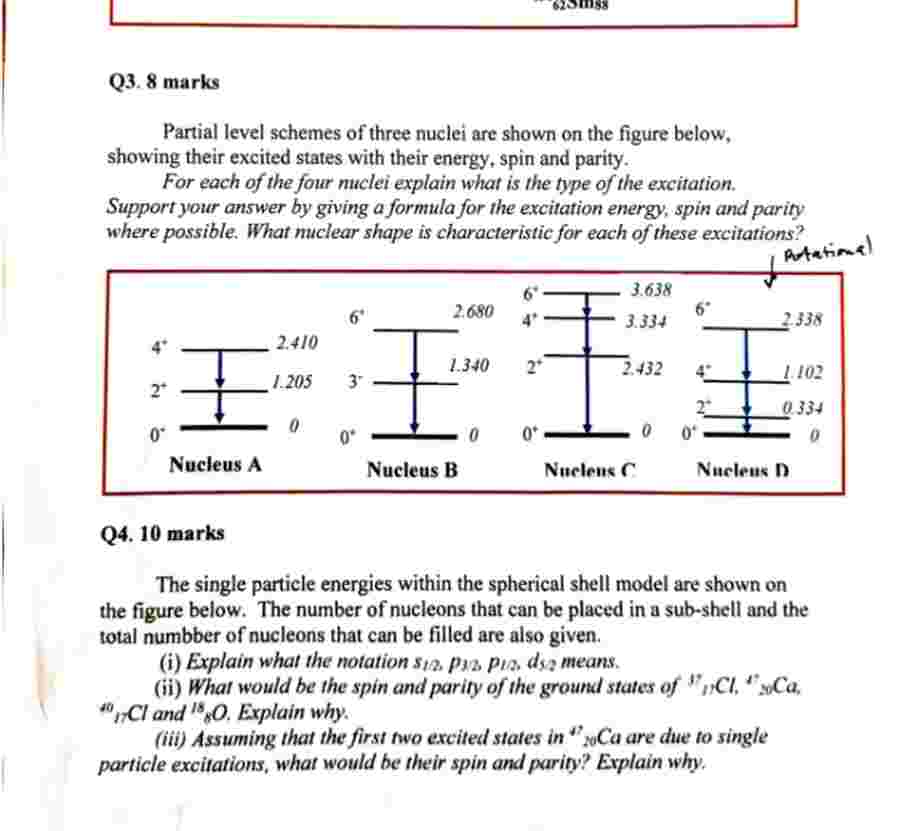 Solved Q3. 8 ﻿marksPartial level schemes of ﻿three nuclei | Chegg.com