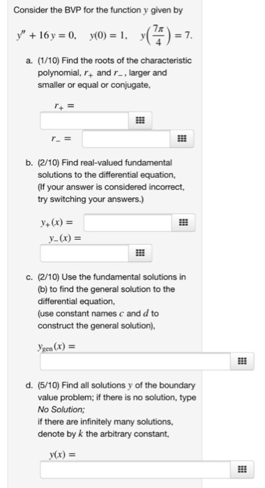 Solved Consider the BVP for the function y given by 7A a. | Chegg.com