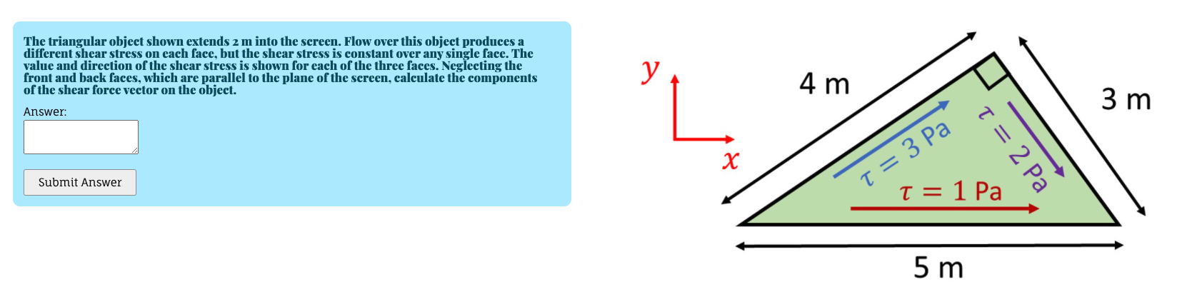 Solved The triangular object shown extends 2 m into the | Chegg.com