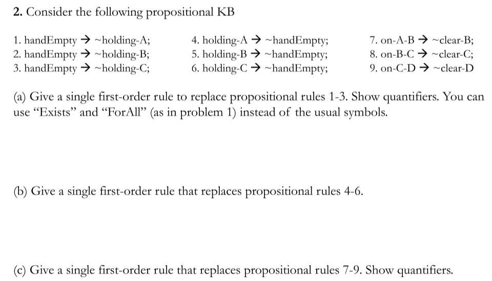 2. Consider the following propositional KB 1. | Chegg.com