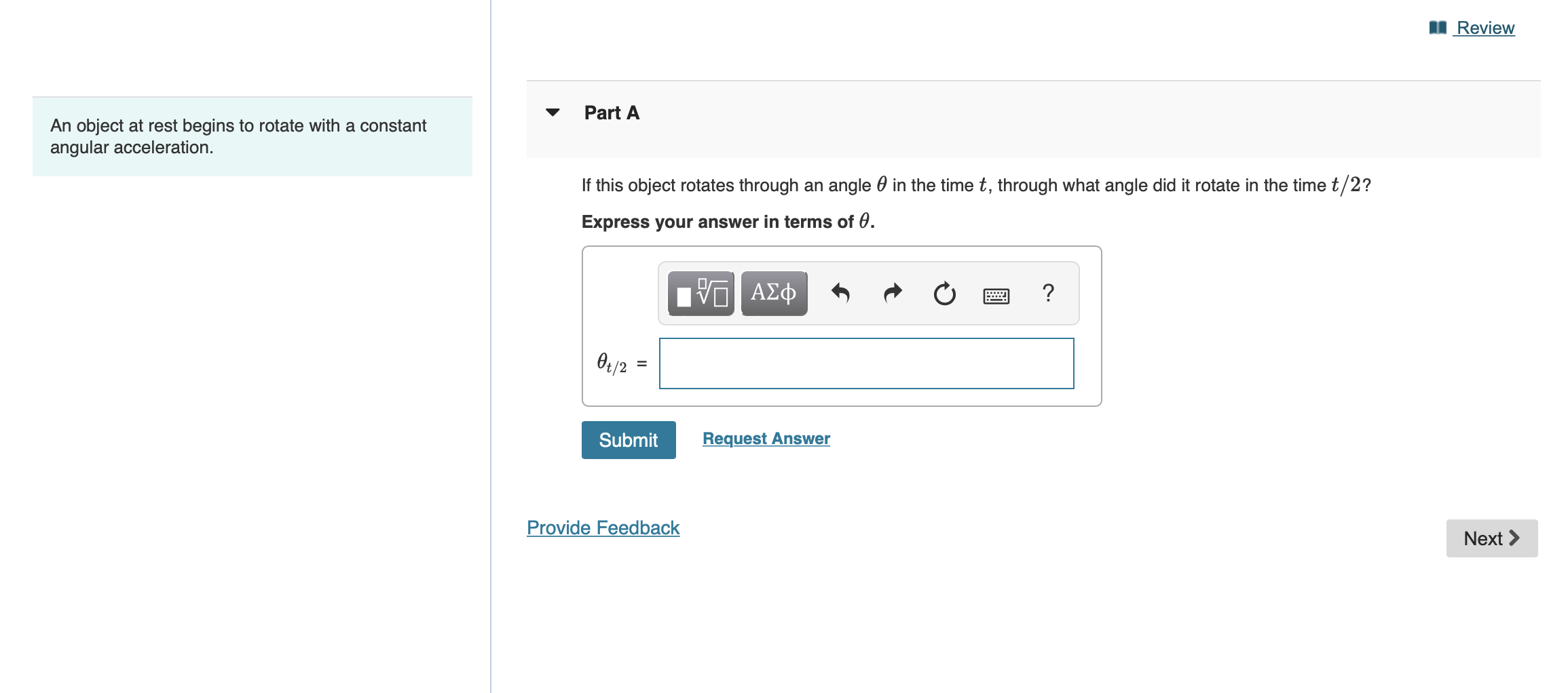 Solved An object at rest begins to rotate with a constant | Chegg.com