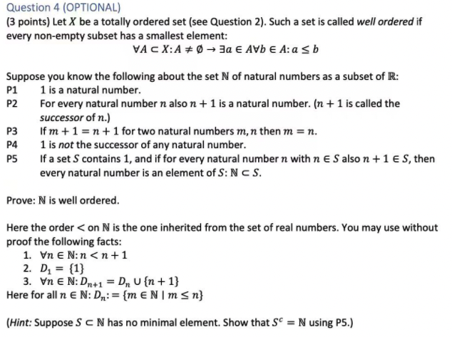 Solved Question 4 (OPTIONAL) (3 points) Let X be a totally | Chegg.com