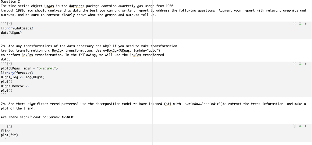 Solved The time series object UKgas in the datasets package | Chegg.com