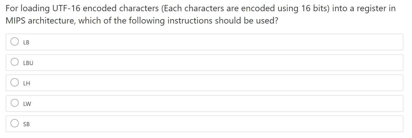 Solved For loading UTF-16 encoded characters (Each | Chegg.com