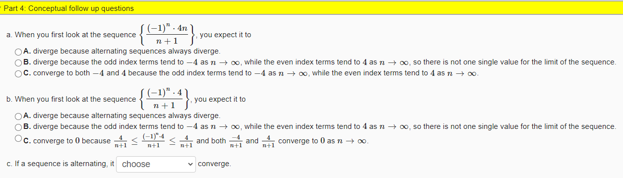 Solved -1". 4n Consider the sequence {an} = {(1,1) Graph | Chegg.com