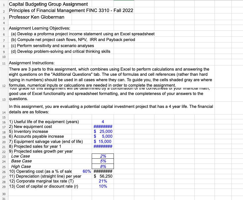 1 Capital Budgeting Group Assignment Principles of | Chegg.com