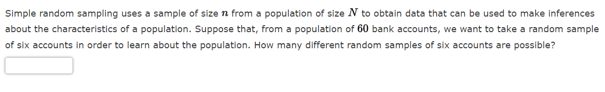 Solved Simple random sampling uses a sample of size n ﻿from | Chegg.com