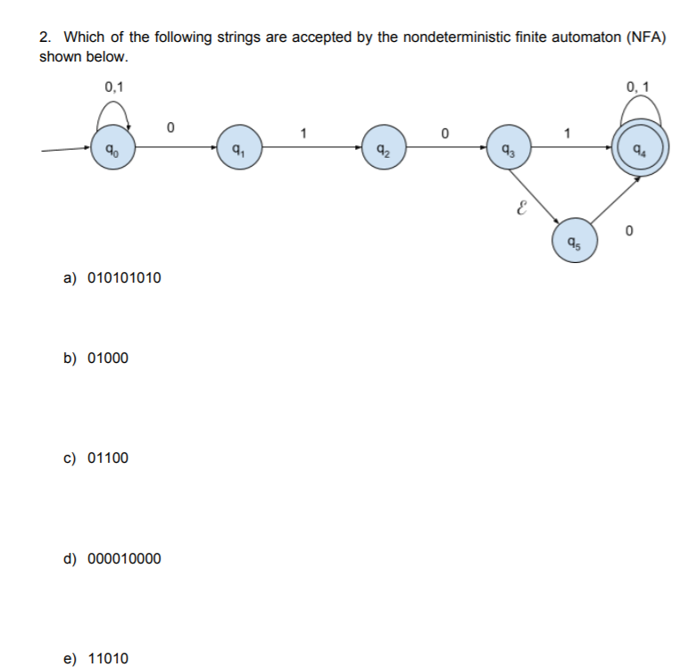 Solved 2. Which of the following strings are accepted by the | Chegg.com