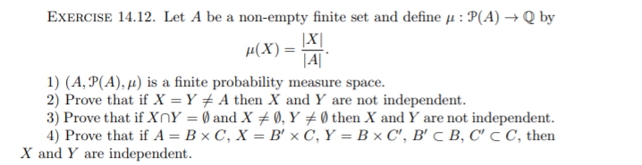 Solved Exercise 1412 Let A Be A Non Empty Finite Set And 
