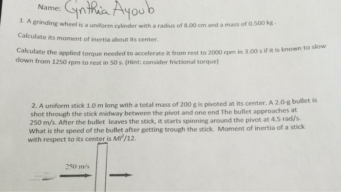 Solved A grinding wheel is a uniform cylinder with a radius | Chegg.com