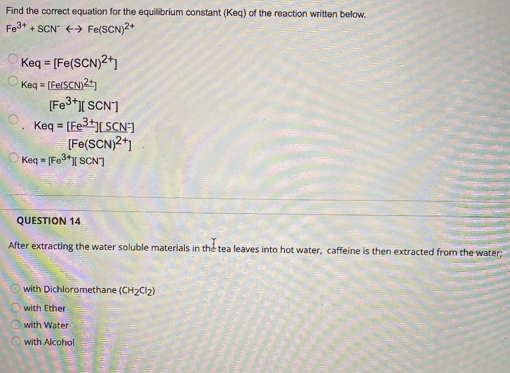 Solved Find the correct equation for the equilibrium | Chegg.com