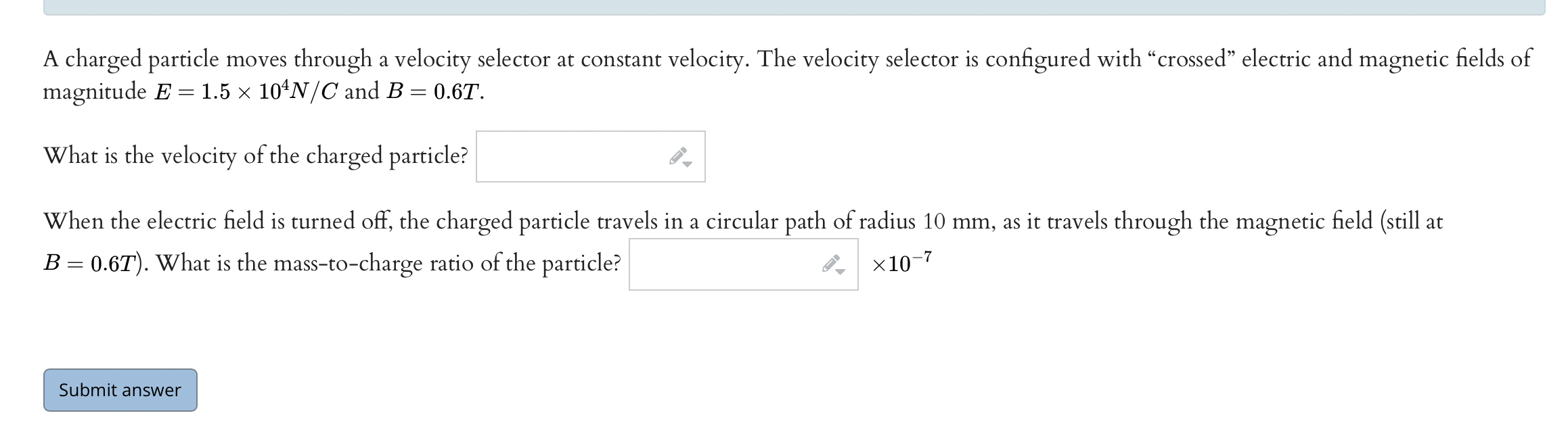 Solved A charged particle moves through a velocity selector | Chegg.com
