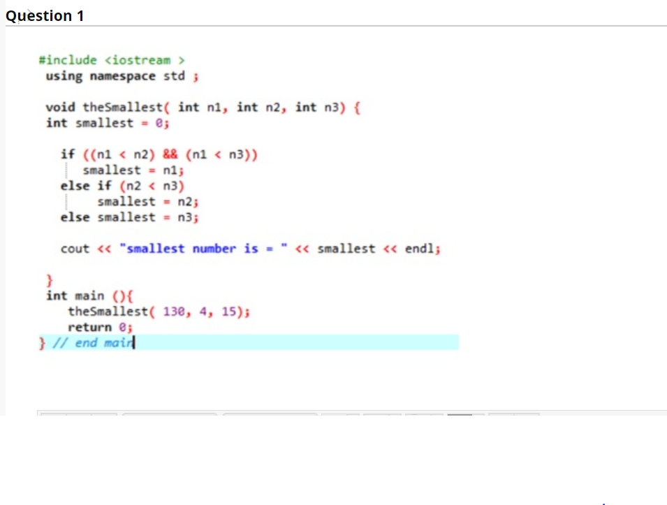 Solved Question 1 #include using namespace std; void the | Chegg.com