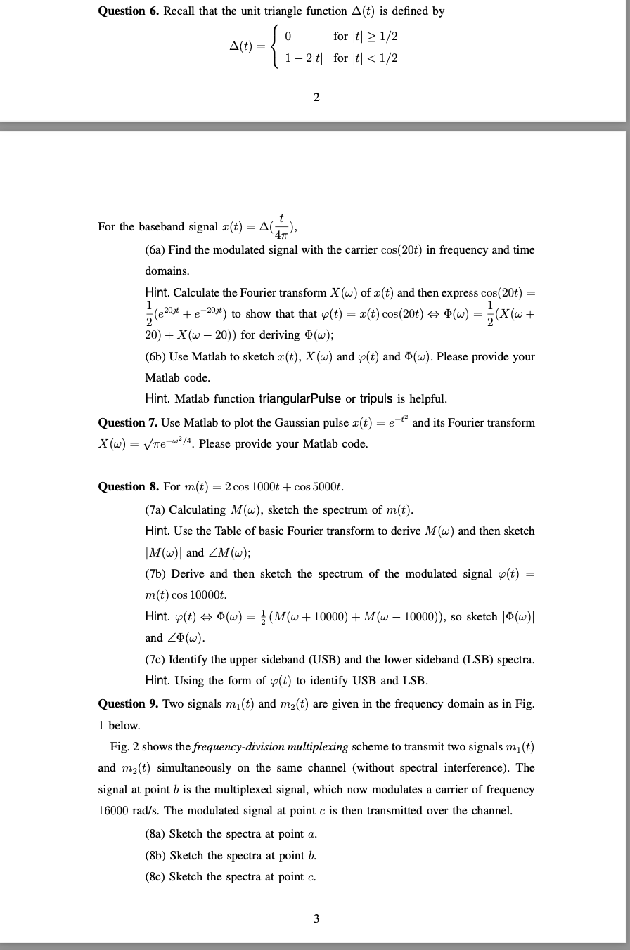 Solved Question 6. Recall that the unit triangle function | Chegg.com