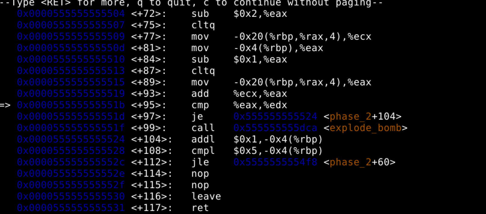 diffusing binary bomb lab. what is this assembly code | Chegg.com