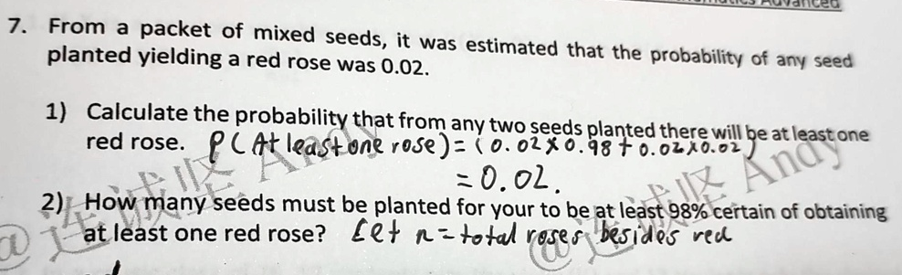 Solved 7. From a packet of mixed seeds, it was estimated | Chegg.com