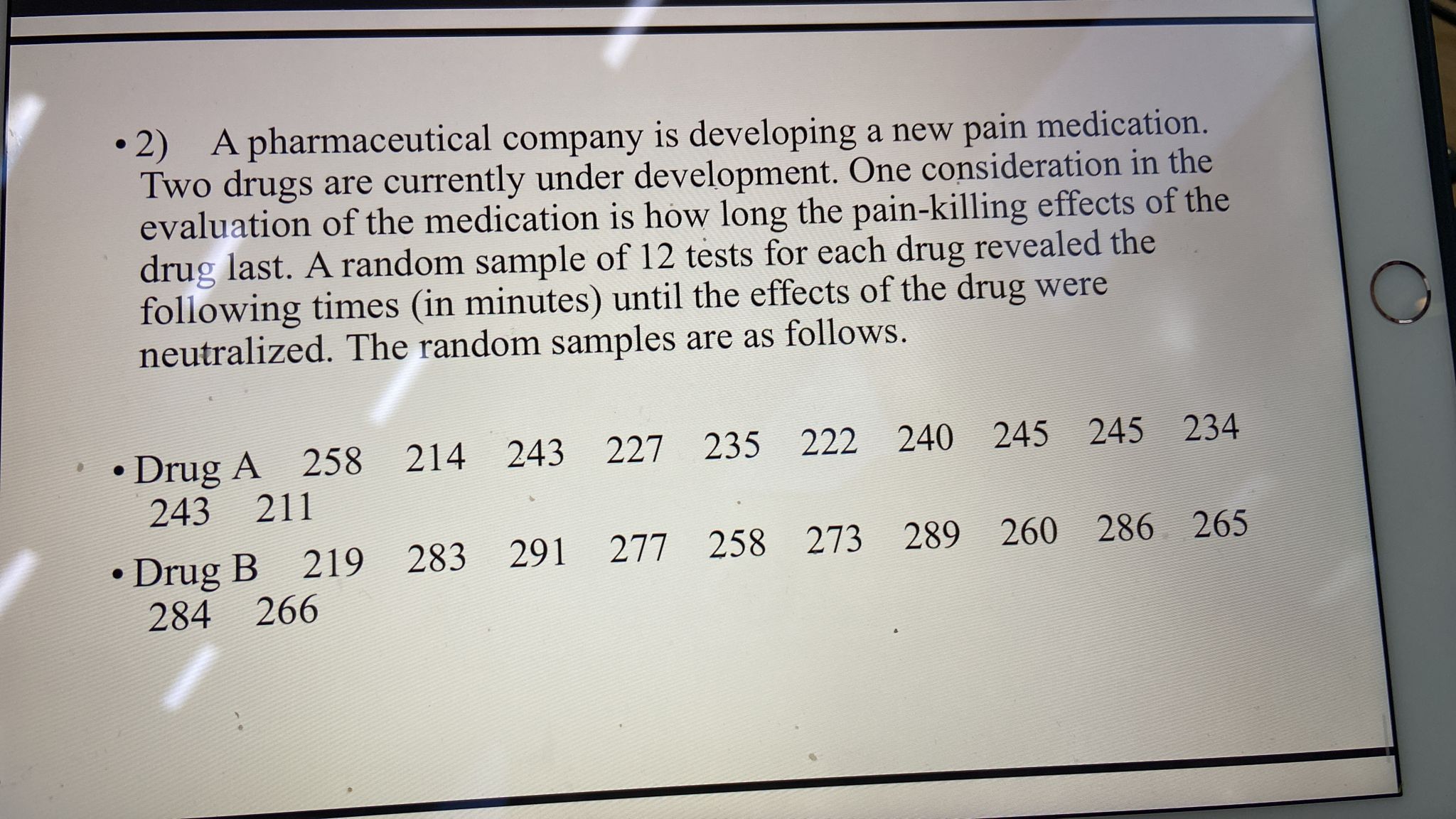 Solved A• Compare two distributions with exploratory data | Chegg.com