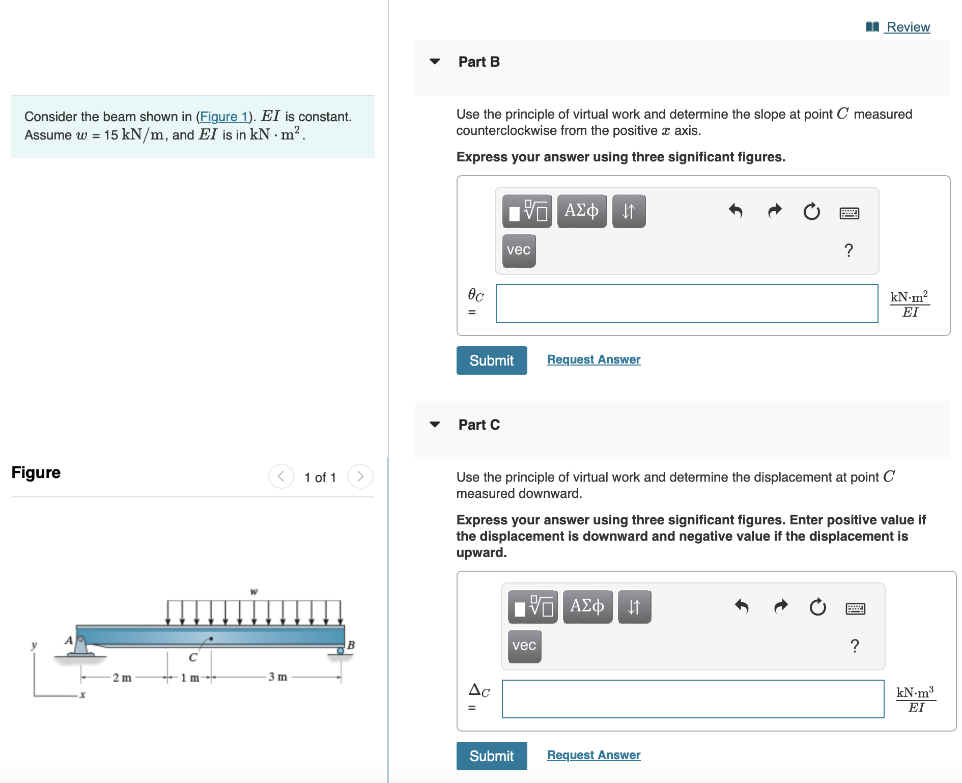 Solved Consider the beam shown in (Figure 1). EI is | Chegg.com