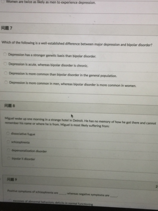 Solved Women are twice as likely as men to experience | Chegg.com