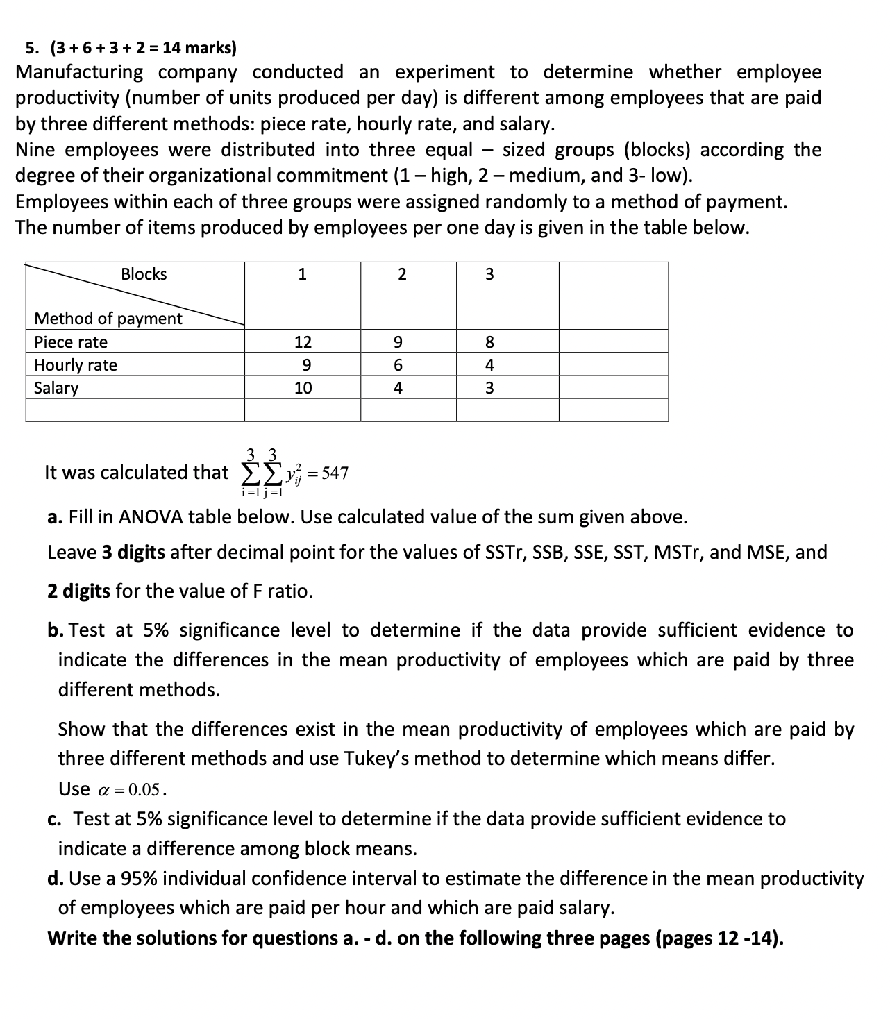 Solved 5. (3+6+3 + 2 = 14 marks) Manufacturing company | Chegg.com