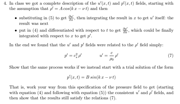 Solved The Linearized One Dimensional Equations Of Motion
