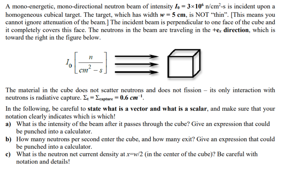 Solved A mono-energetic, mono-directional neutron beam of | Chegg.com